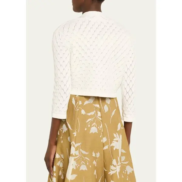 Lela Rose Pointelle Knit Bolero Jacket - Ivory