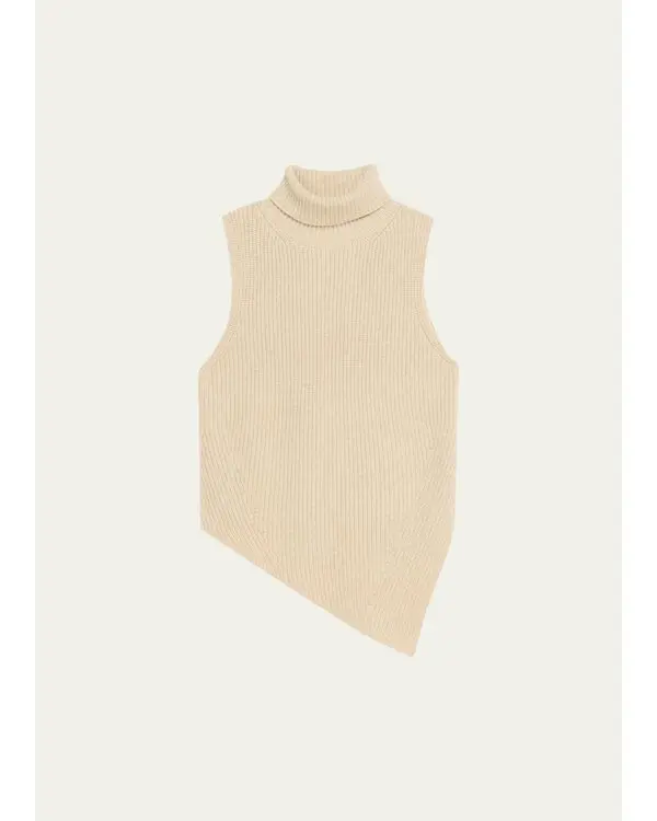 Nanushka Fennec Sleeveless Asymmetric Turtleneck Sweater