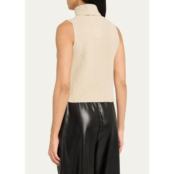Nanushka Fennec Sleeveless Asymmetric Turtleneck Sweater