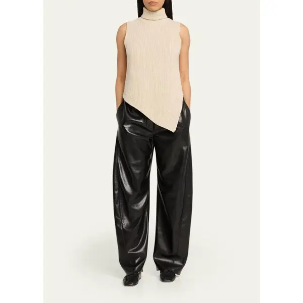 Nanushka Fennec Sleeveless Asymmetric Turtleneck Sweater
