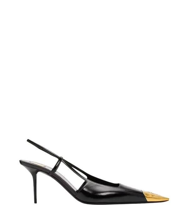 Saint Laurent Jeanne Leather Slingback Pumps - Noir