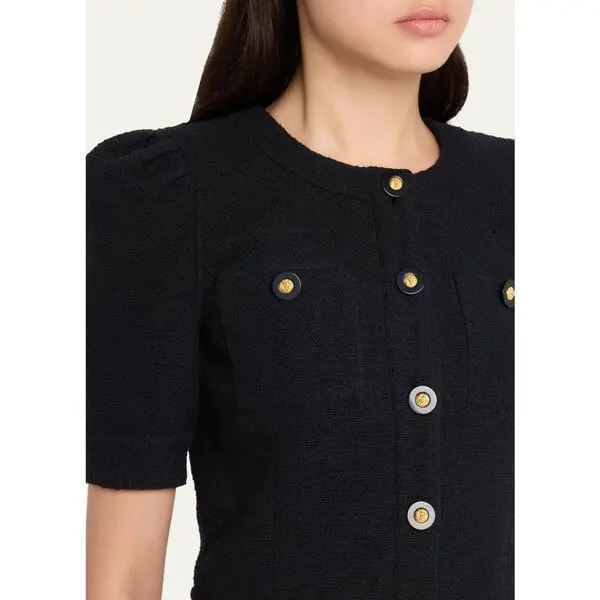 L'Agence Allegra Tweed Short-sleeve Top