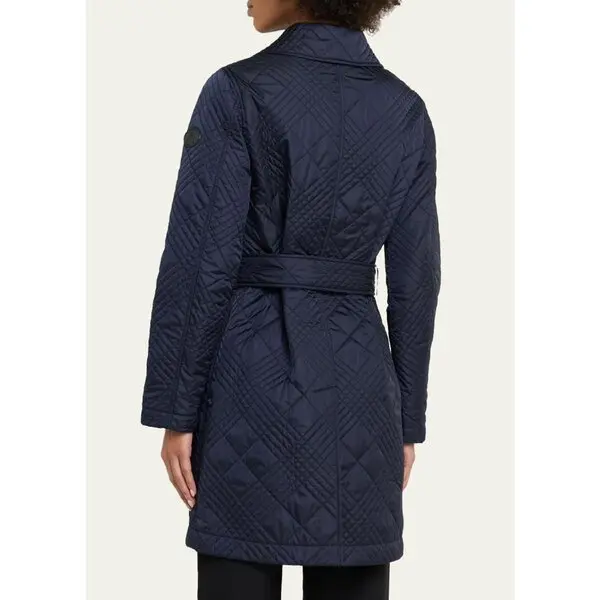 Burberry Darliston Check Quilted Coat With Belt