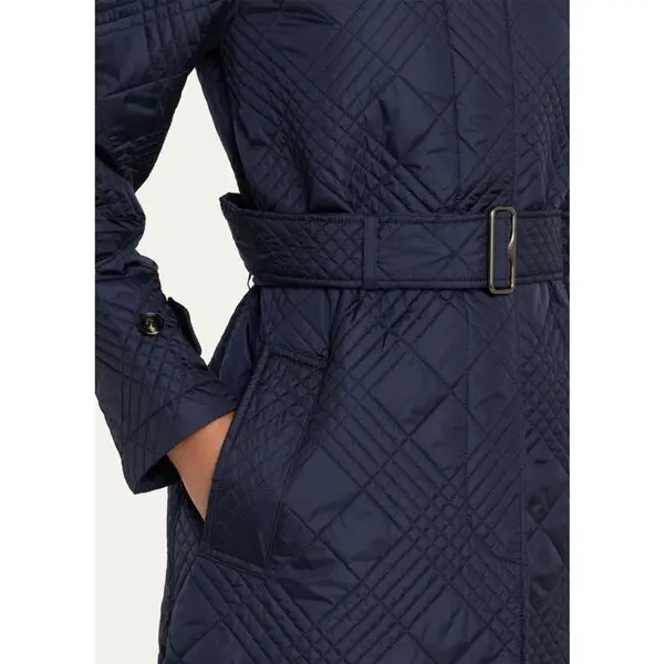 Burberry Darliston Check Quilted Coat With Belt