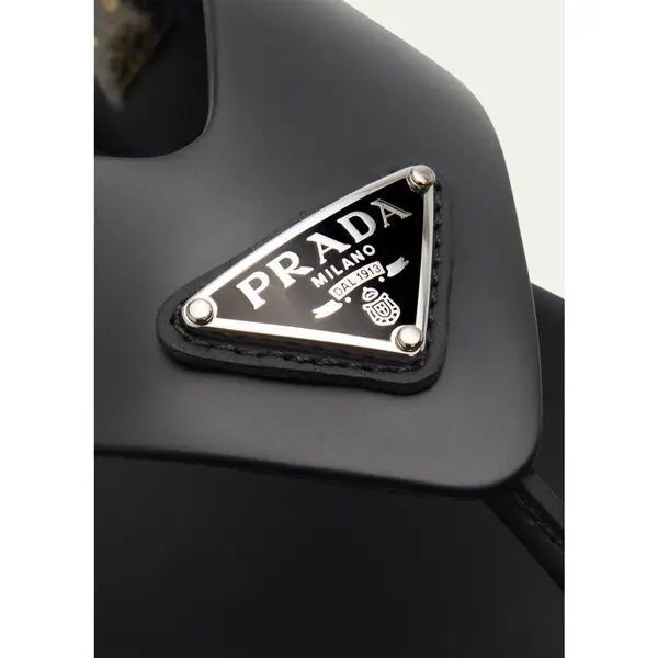 Prada Enameled Triangle Logo Rubber Thong Sandals
