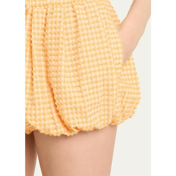 Simkhai Addie Textured Gingham Bubble Shorts