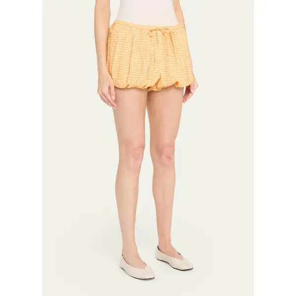 Simkhai Addie Textured Gingham Bubble Shorts