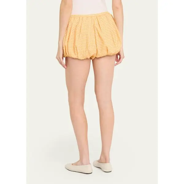 Simkhai Addie Textured Gingham Bubble Shorts