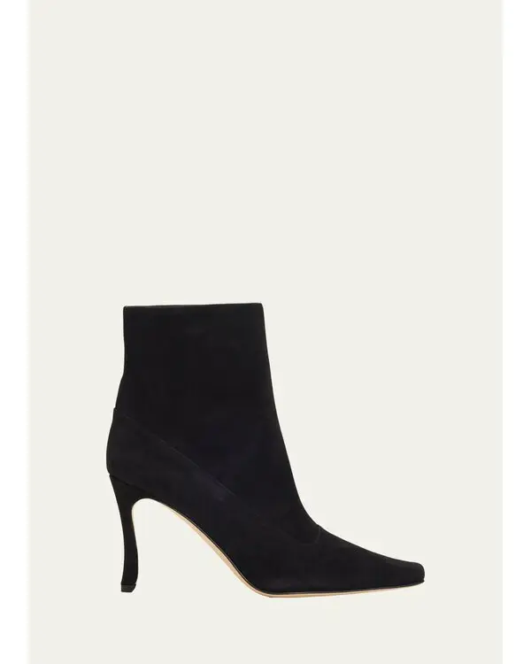 Manolo Blahnik 90mm Gostatu Suede Ankle Booties