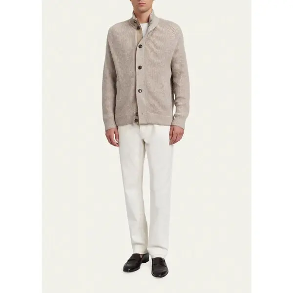 Brioni Ribbed Cotton-blend Mouline Blouson Sweater