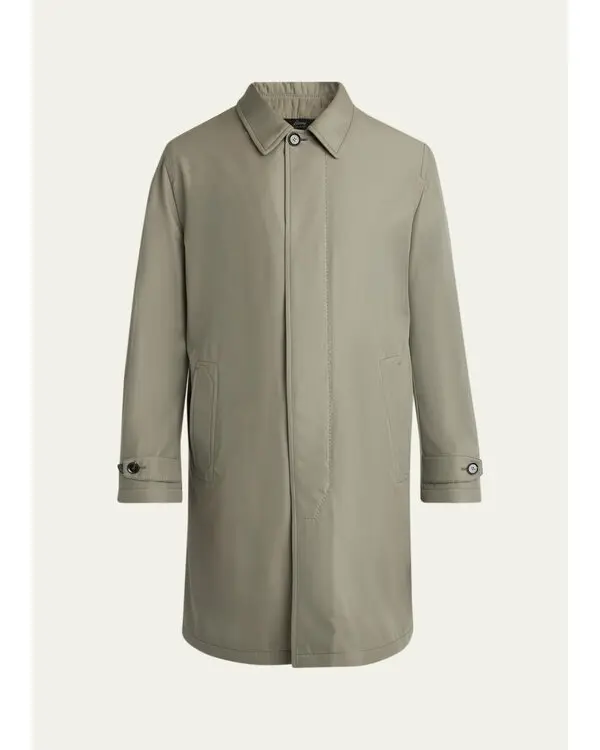 Brioni Silk Button-front Car Coat - Cloud