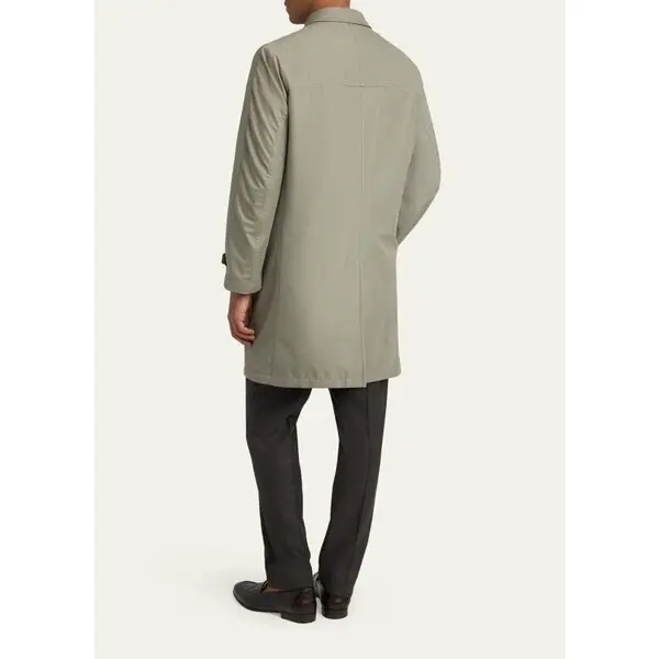 Brioni Silk Button-front Car Coat - Cloud