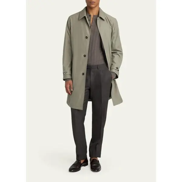 Brioni Silk Button-front Car Coat - Cloud