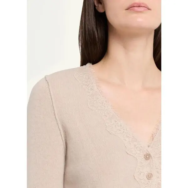 RE/DONE Ruby Lace-trim Cashmere Cardigan