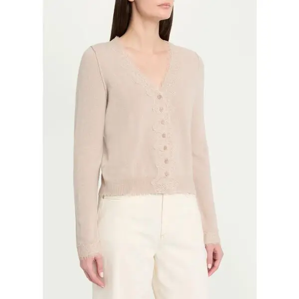 RE/DONE Ruby Lace-trim Cashmere Cardigan