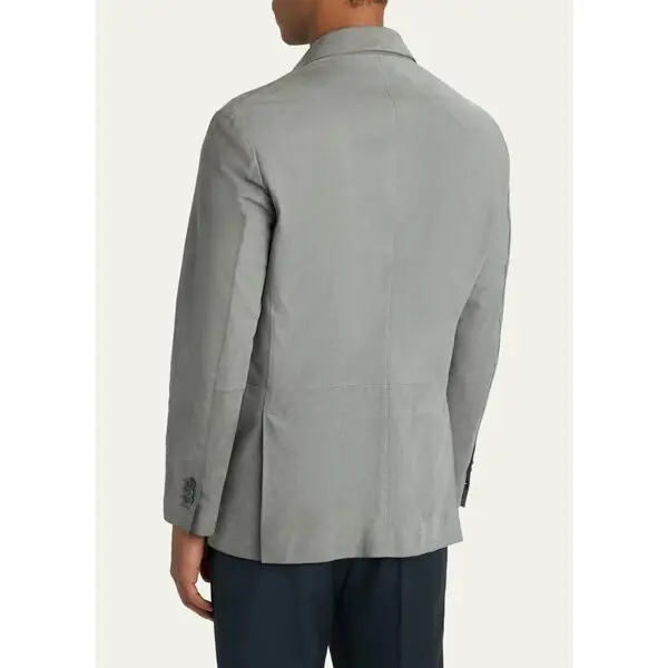 Brioni Monti Nubuck Leather Single-breasted Blazer