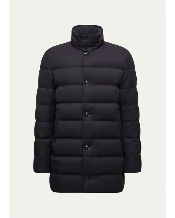 Moncler Vallonpierre Hooded Wool Long Down Jacket