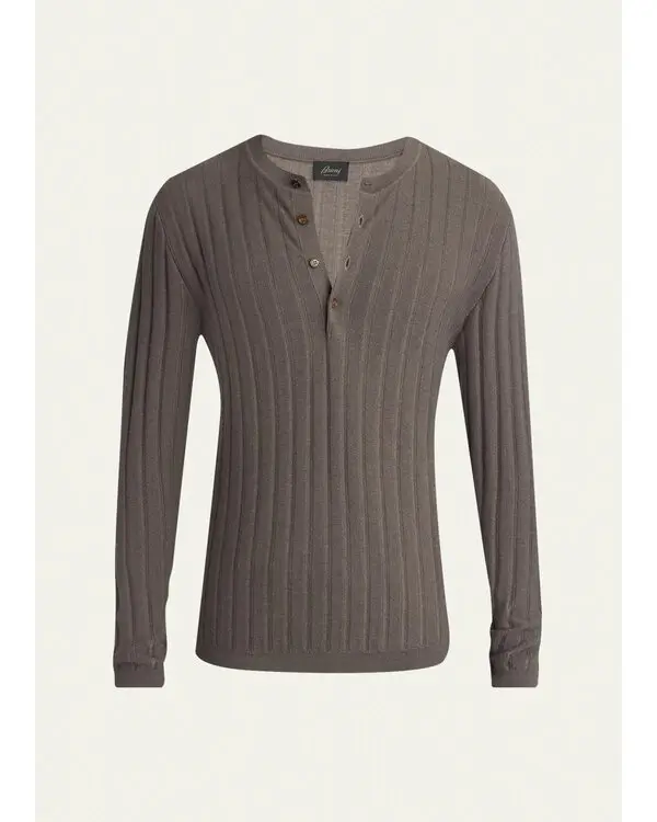 Brioni Cashmere/silk Henley Sweater