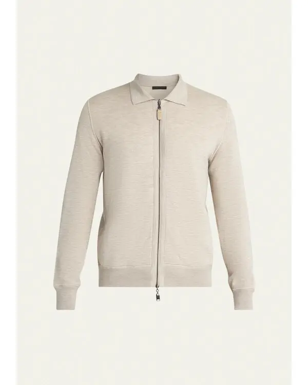 Brioni Heathered Zip-front Jacket - Cream