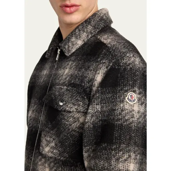 Moncler Buffalo Check Full-zip Shirt Jacket - Check Black