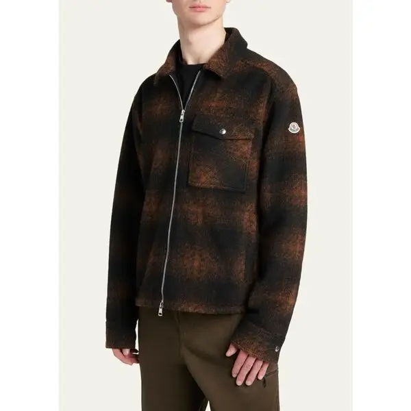 Moncler Buffalo Check Full-zip Shirt Jacket - Check Black