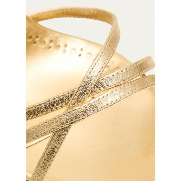 Manolo Blahnik 105mm Leva Metallic Leather Ankle-tie Sandals - Gold