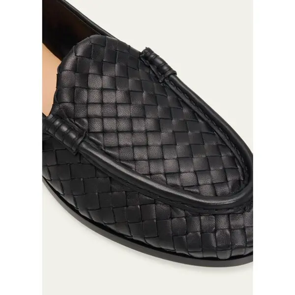 Bottega Veneta Silenzio Intrecciato Leather Loafers - Nero