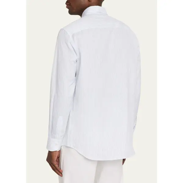 Brioni Lyocell And Cotton Pinstripe Sport Shirt