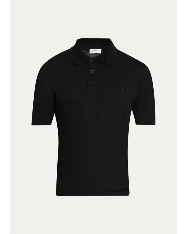 Saint Laurent Cotton Pique Cassandre Polo Shirt