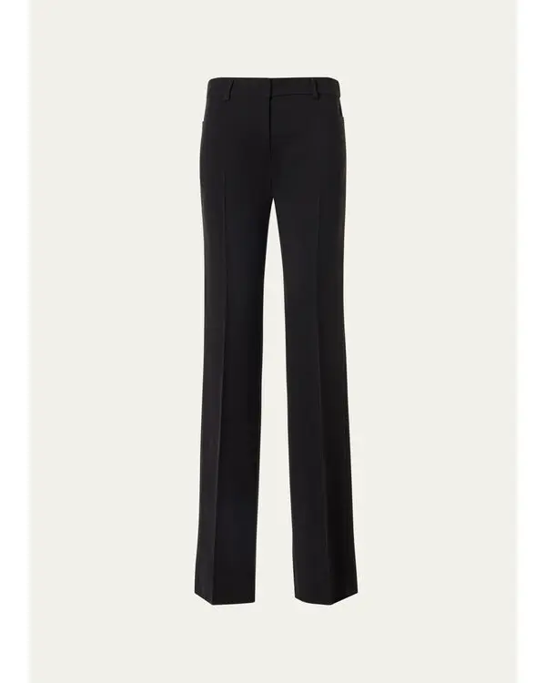 Akris Mikka Wool Tricotine Straight-leg Pants - Espresso