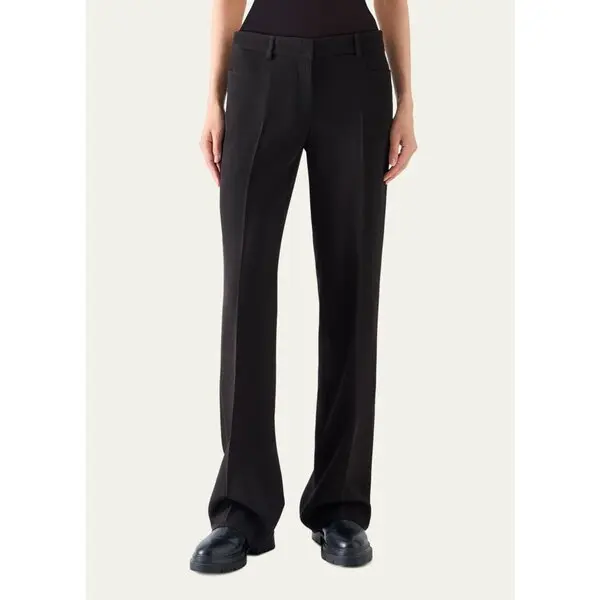 Akris Mikka Wool Tricotine Straight-leg Pants - Espresso