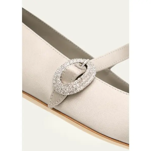 Manolo Blahnik Auluspla Satin Embellished Mary Jane Ballerina Flats
