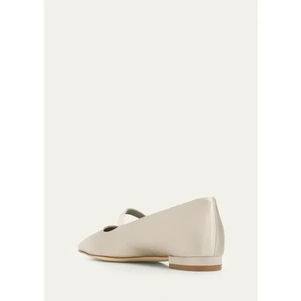 Manolo Blahnik Auluspla Satin Embellished Mary Jane Ballerina Flats