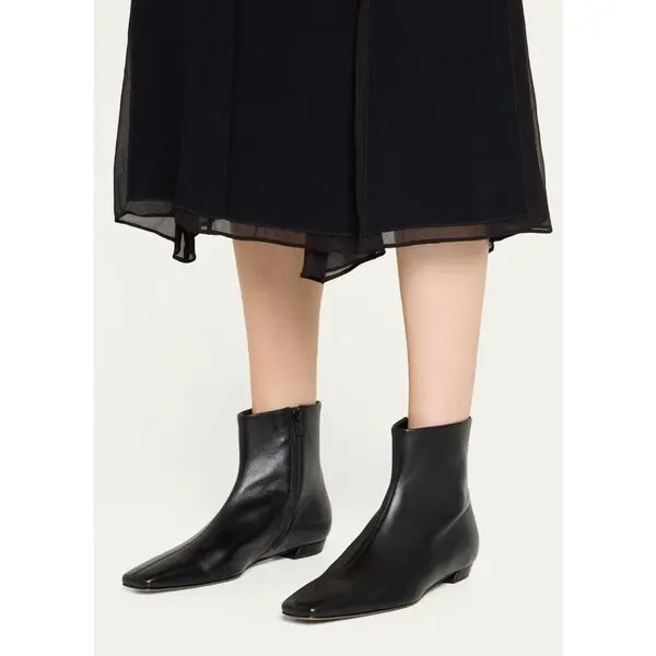 Proenza Schouler Trap Flat Leather Ankle Boots