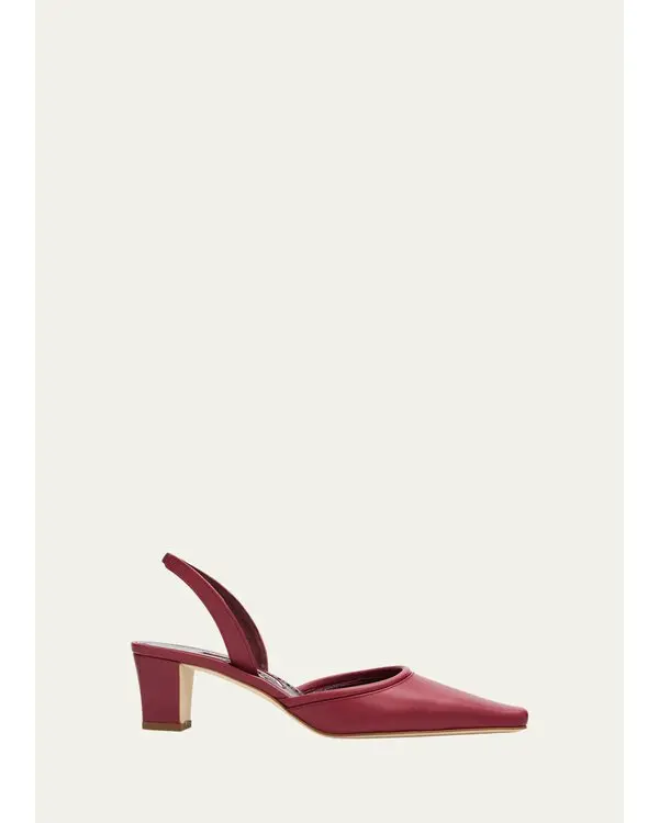 Manolo Blahnik 50mm Vendona Leather Slingback Pumps - Dark Red
