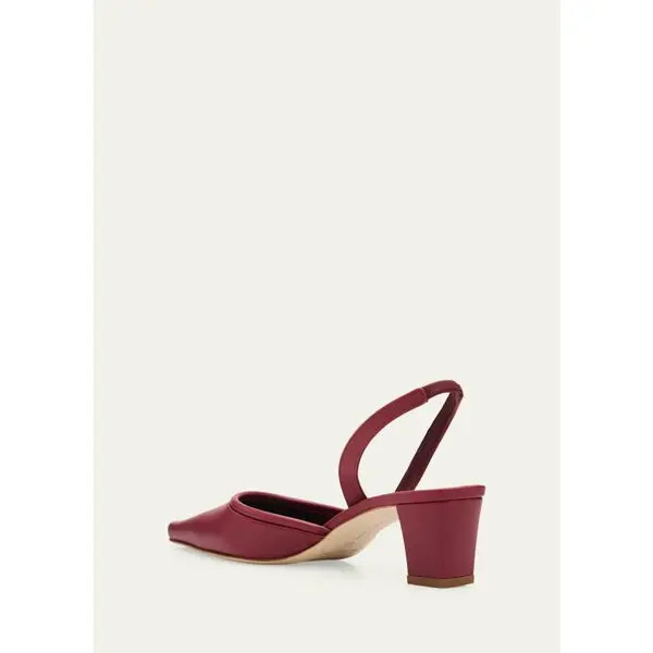Manolo Blahnik 50mm Vendona Leather Slingback Pumps - Dark Red