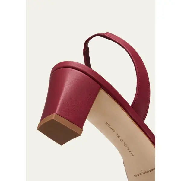 Manolo Blahnik 50mm Vendona Leather Slingback Pumps - Dark Red