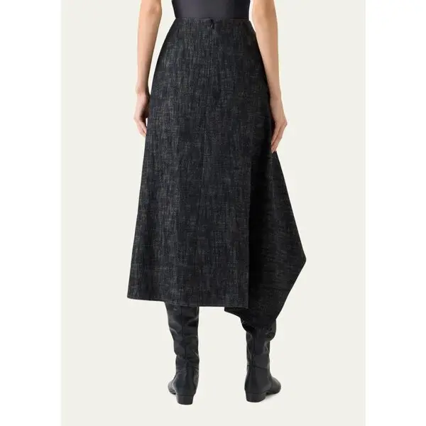Akris Washed Heavyweight Cotton Denim Midi Skirt
