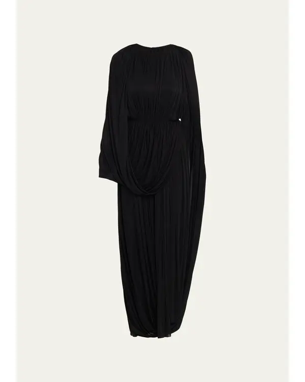 FFORME Kahlo Assymetric Draped Loop Jersey Dress - Black