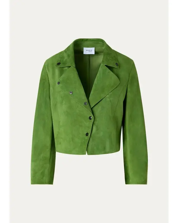 Akris Suede Crop Moto Jacket