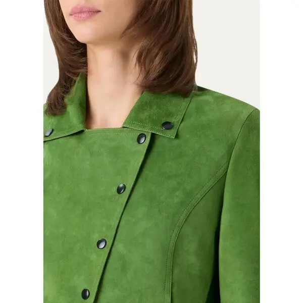 Akris Suede Crop Moto Jacket