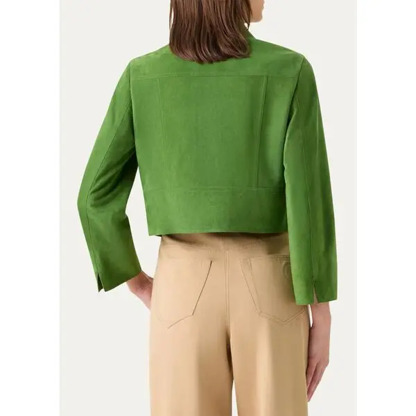 Akris Suede Crop Moto Jacket