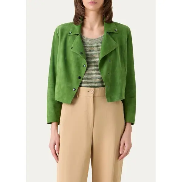 Akris Suede Crop Moto Jacket