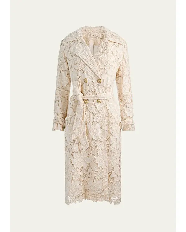 Alice + Olivia Keith Eyelet Midi Trench Coat