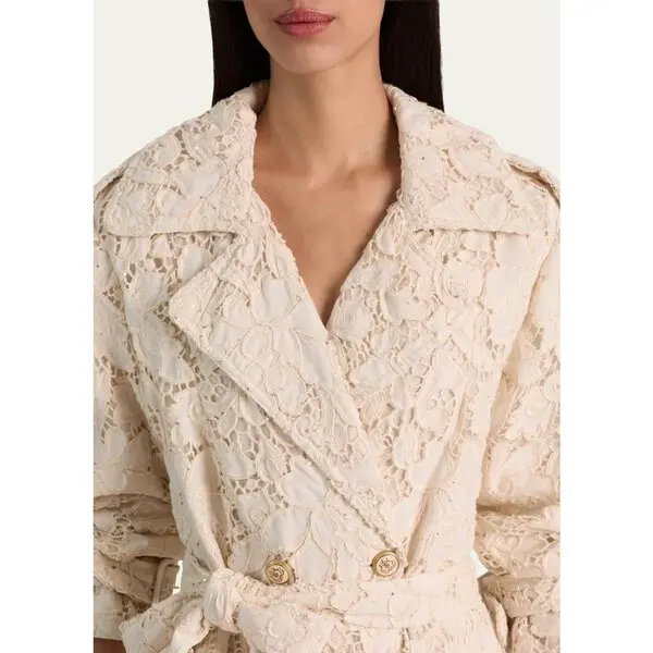 Alice + Olivia Keith Eyelet Midi Trench Coat