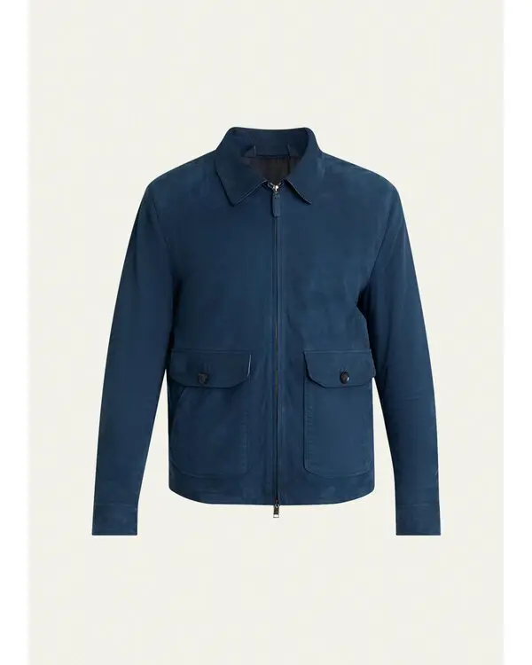Brioni Nubuck Leather Zip-front Blouson Jacket