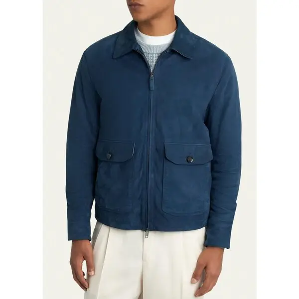 Brioni Nubuck Leather Zip-front Blouson Jacket