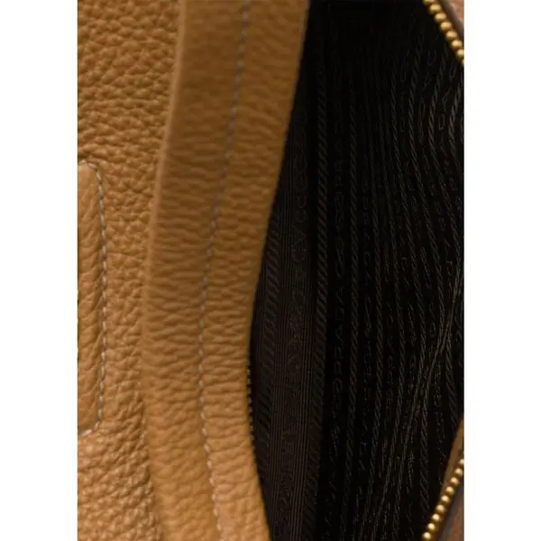 Prada Daino Grain Leather Shoulder Bag - Caramel
