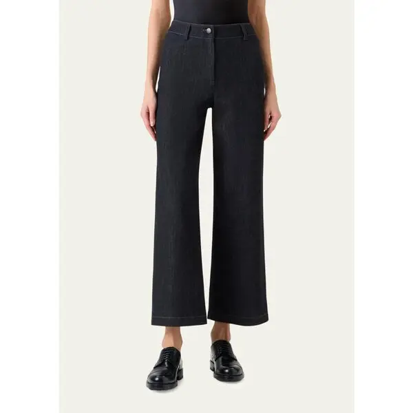 Akris Caia High-stretch Denim Straight-leg Crop Pants
