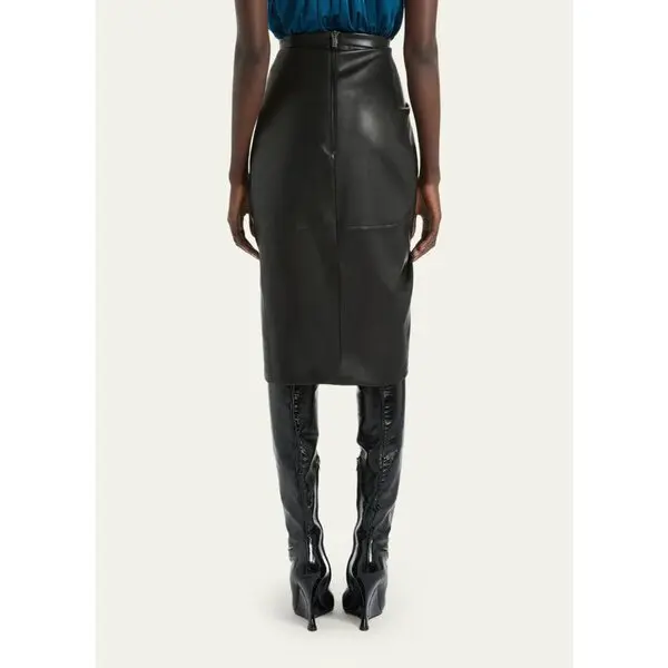 Balmain High-waist Draped Lambskin Midi Skirt